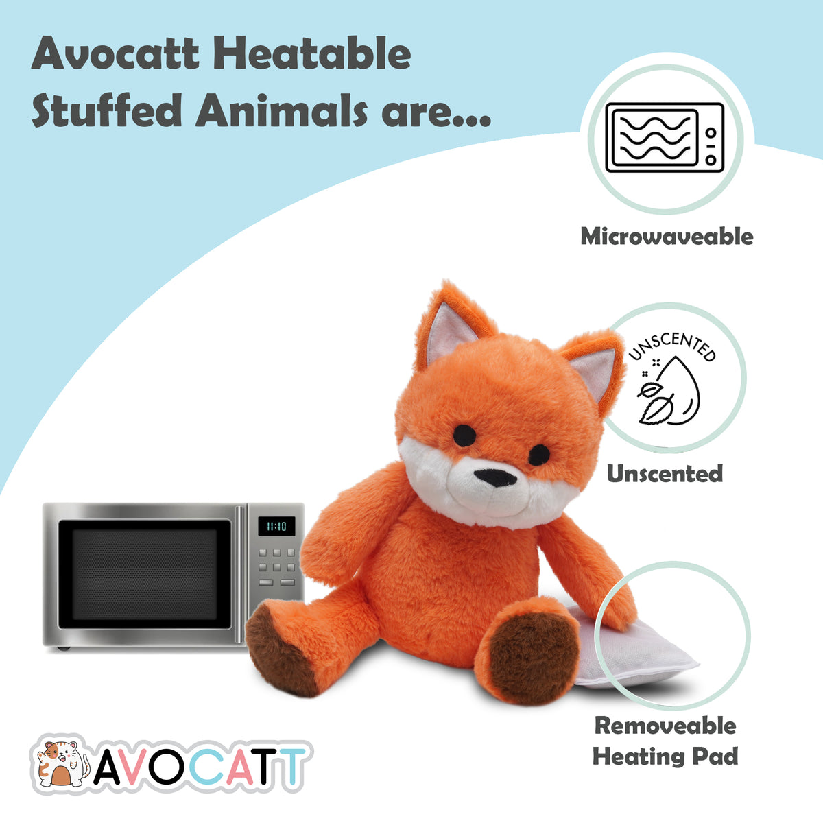 Avocatt Warming Orange Red Fox Plush Stuffed Animal